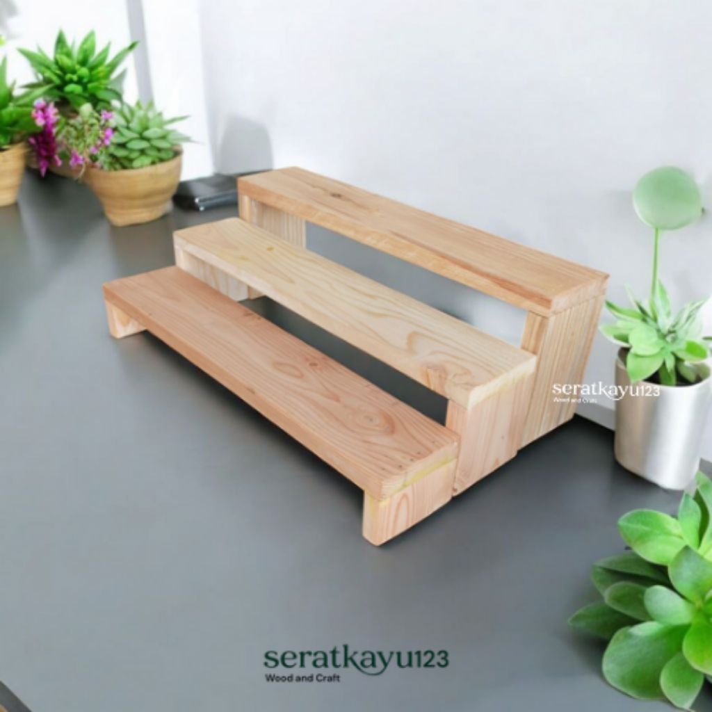 Jual Rak Display Kayu 40 cm / Pajang Produk Rak Tangga Kayu Pajangan ...