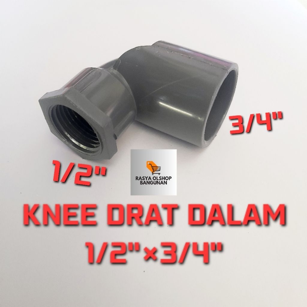 Jual sambungan pipa pvc paralon knee drat dalam 1/2"×3/4" | Shopee ...