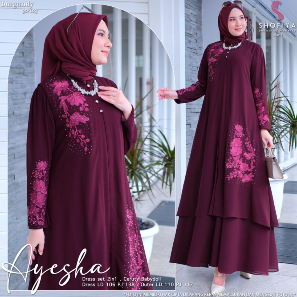 Jual [NEW] GAMIS DRESS SET OUTER AYESHA BY SHOFIYA // WANITA FASHION ...