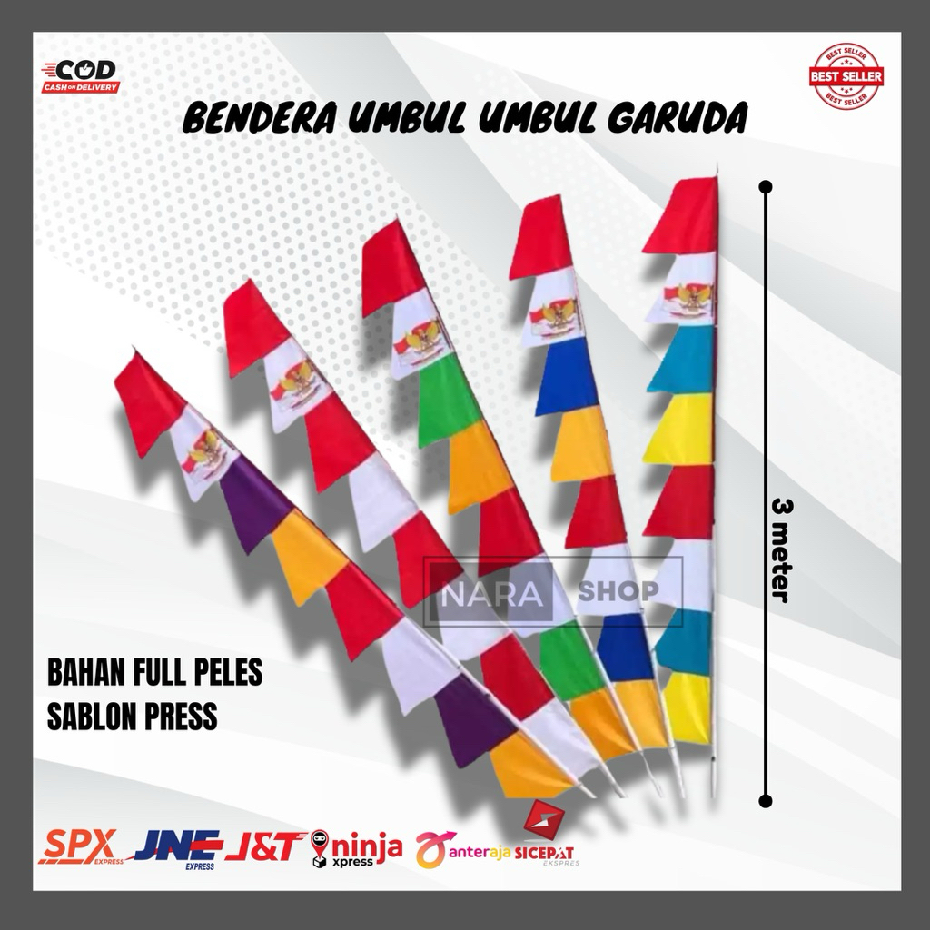 Jual BENDERA UMBUL UMBUL GARUDA WARNA WARNI 8 MATA GERGAJI (3meter) | Shopee Indonesia