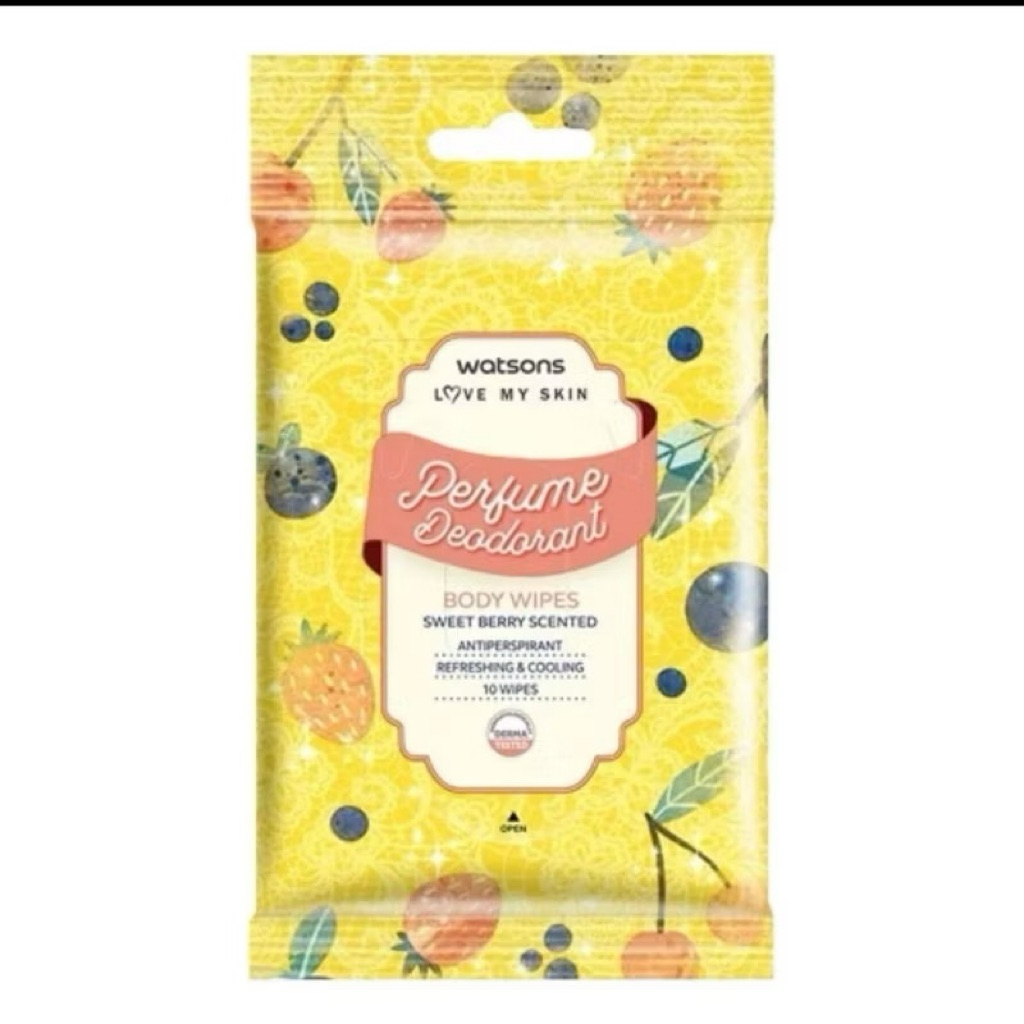 Jual WATSONS Perfume Deodorant Body Wipes -Sweet berrys Scented 10s ...