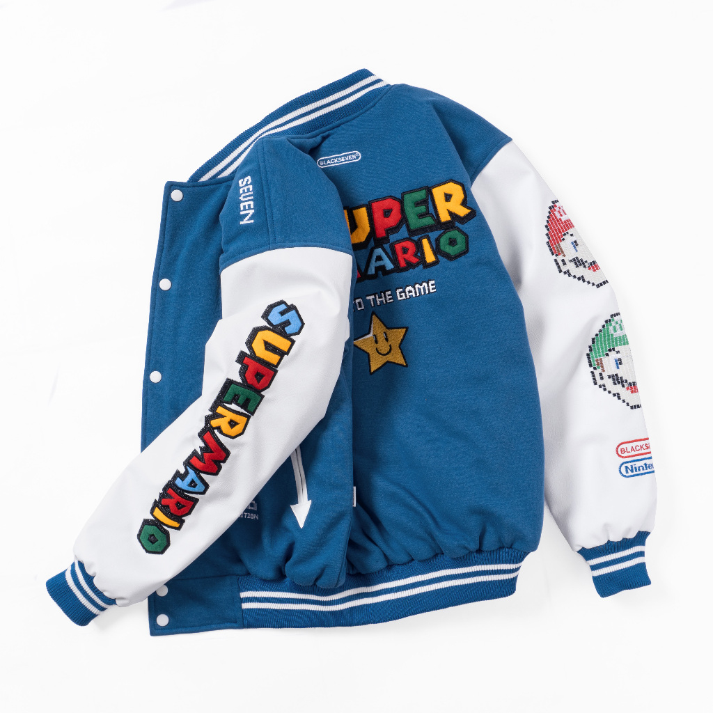 Jual Blackseven | Varsity Jacket | Super Mario | Blue White Edition ...