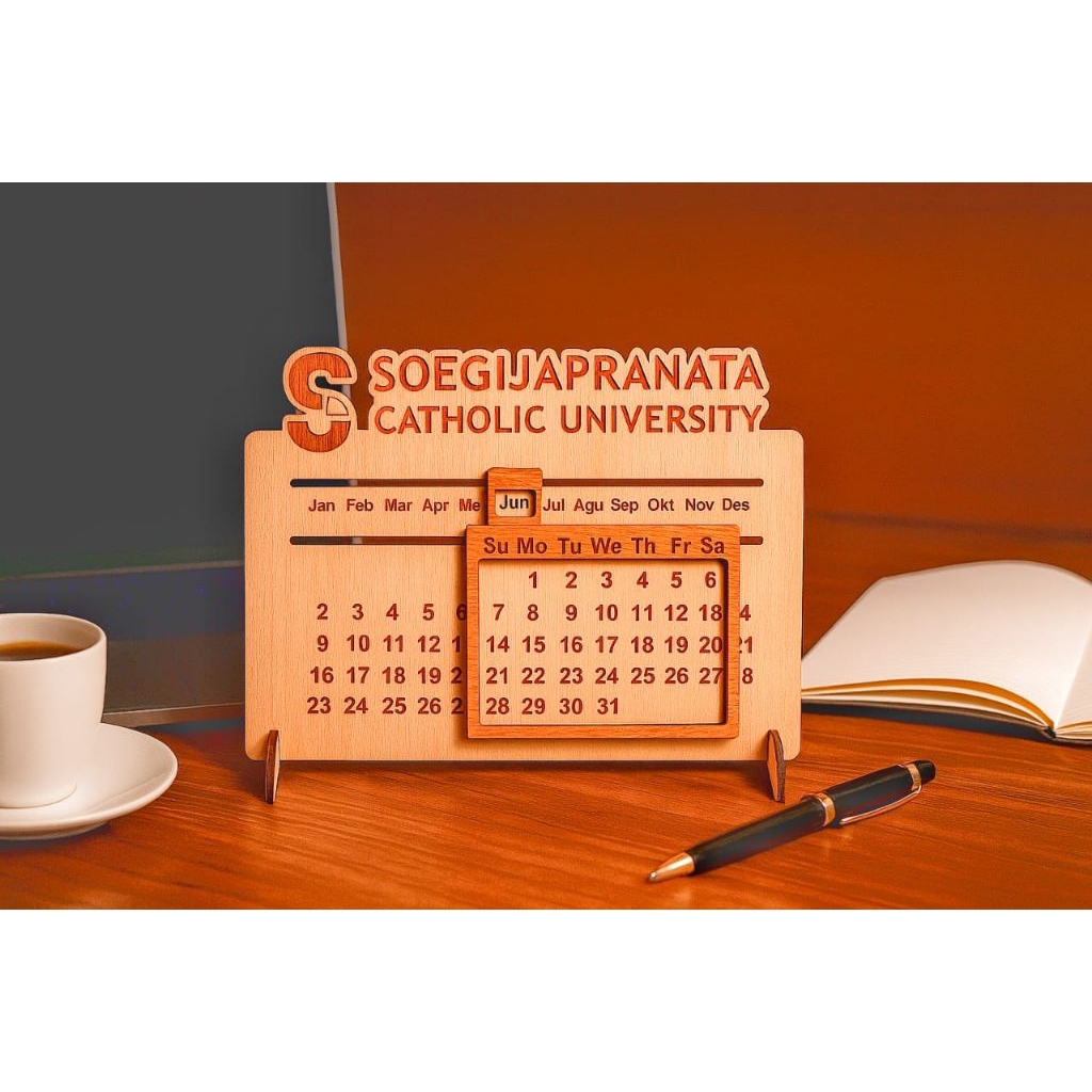 Jual Kalender abadi bahan plywood | Kalender Meja | Kalender Custom ...