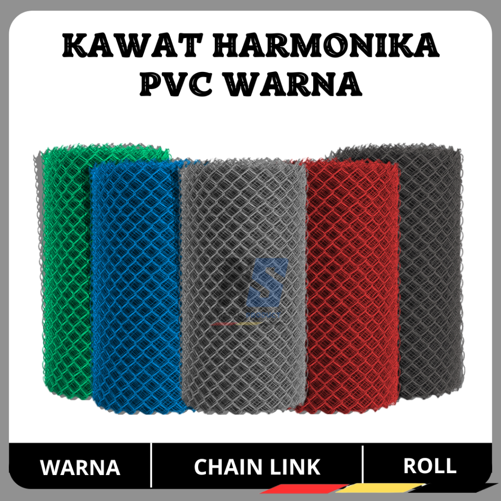 Jual KAWAT HARMONIKA PVC WARNA TEBAL 2,7MM LUBANGAN 55 X 55 MM / CHAIN ...