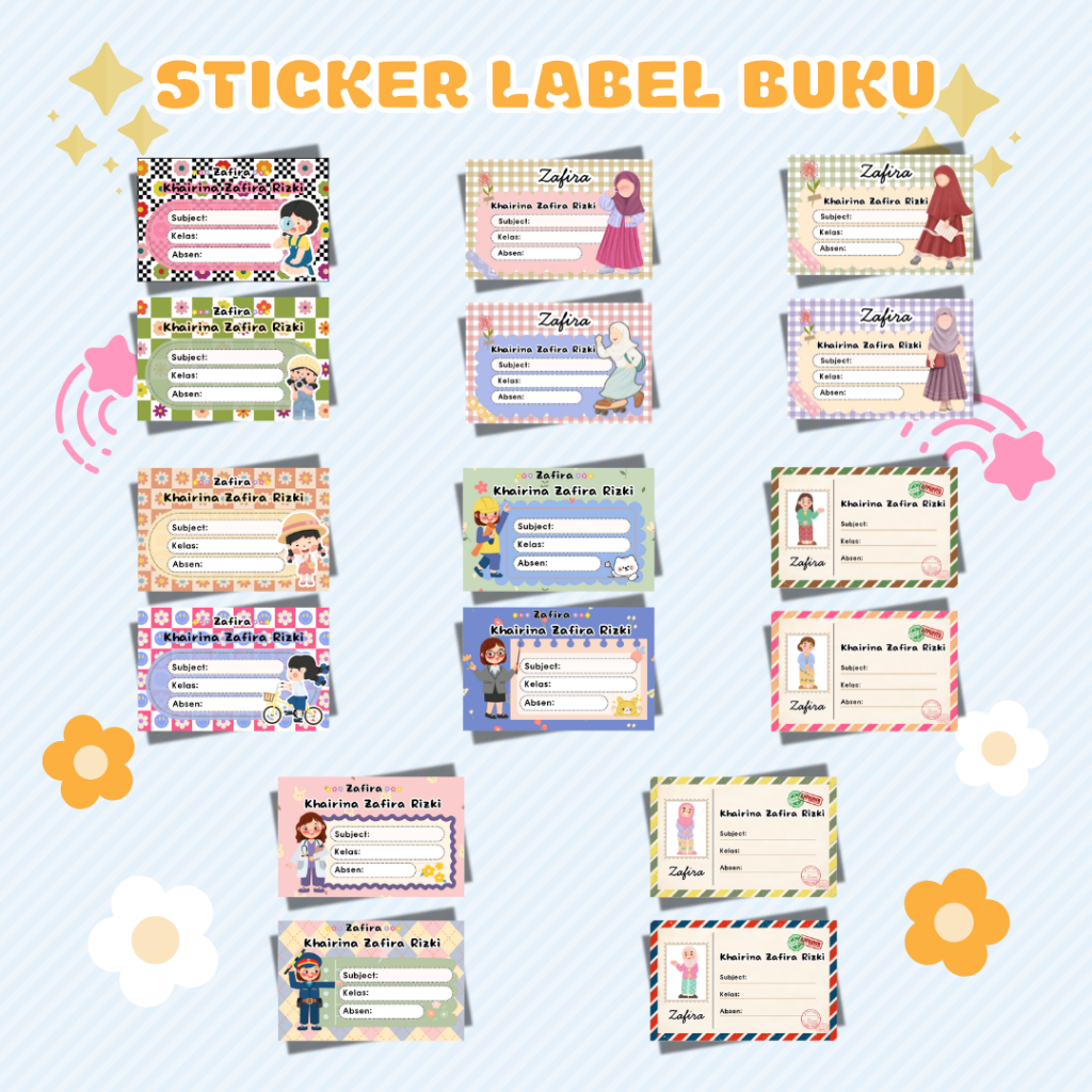 Jual [Isi 30] Custom Sticker Label Buku Pelajaran Sekolah Anak SD SMP ...