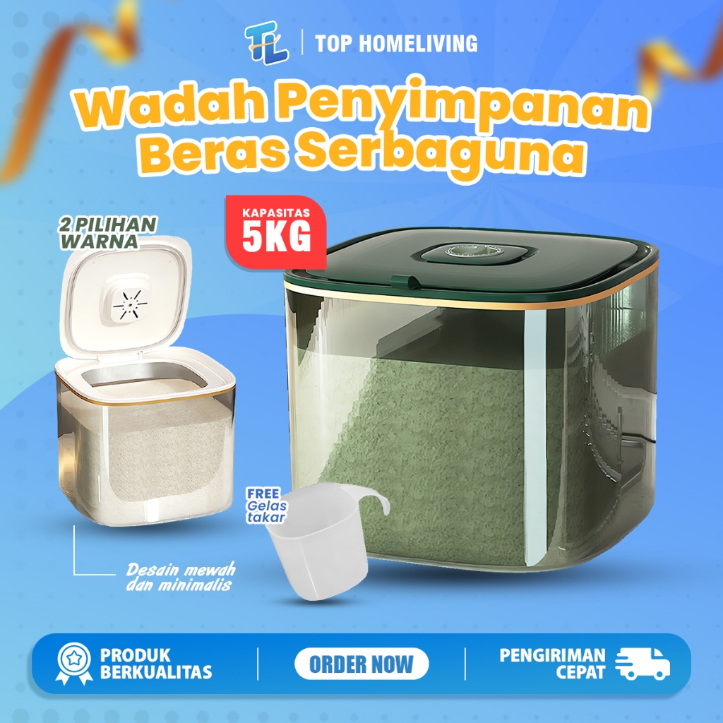 Jual Rice Dispenser Kotak Beras Wadah Tempat Penyimpanan Beras Bulat ...