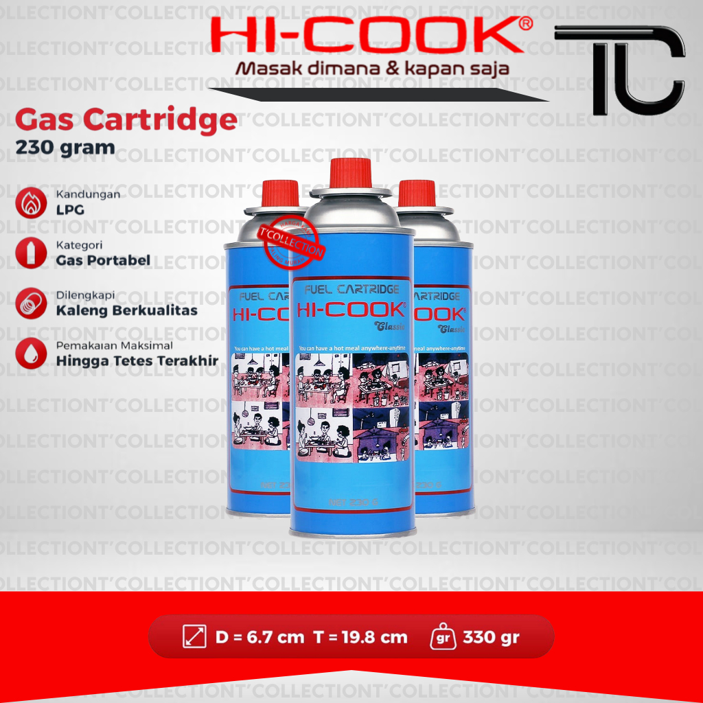 Jual Kaleng Gas HI-COOK 230 Gram Untuk Refil Kompor Portable | Shopee ...