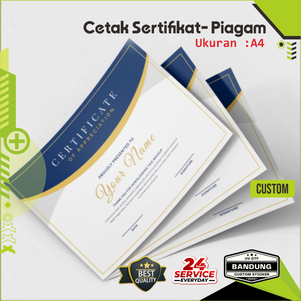 Jual Cetak SERTIFIKAT / PIAGAM UKURAN A4 file design siap Print ...