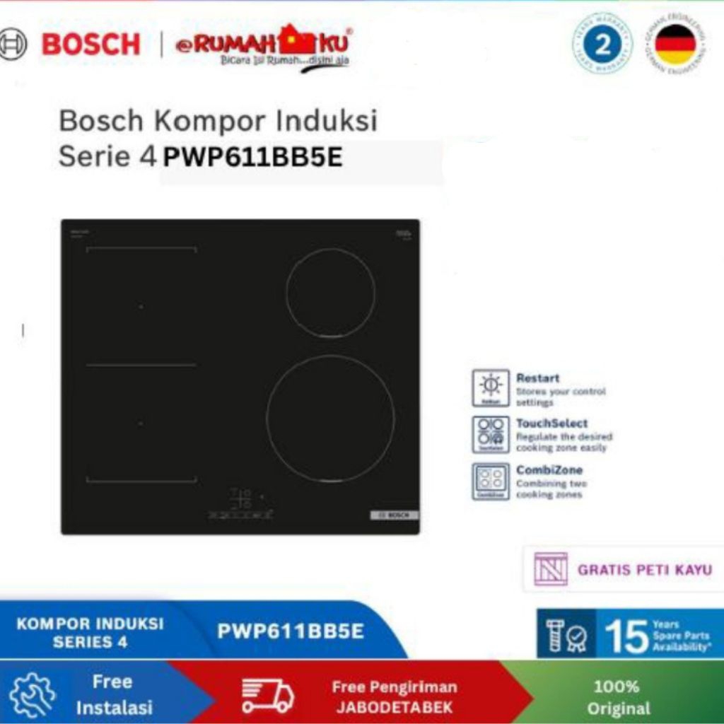 Jual Kompor Induksi Bosch PWP611BB5E Seri 4 Built-In Induction Hob ...
