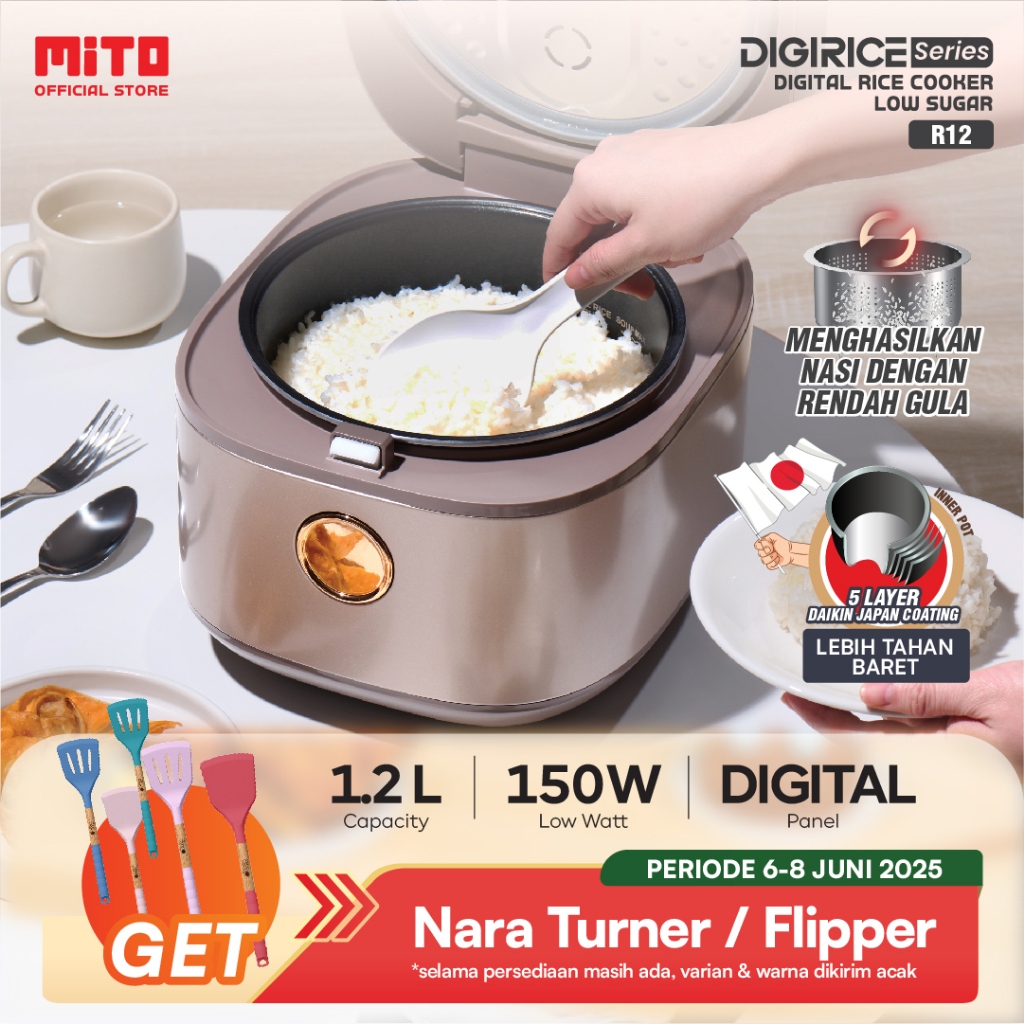 Jual MITO Digital Rice Cooker 1.2 Liter R12 - Rice Cooker Low Sugar ...