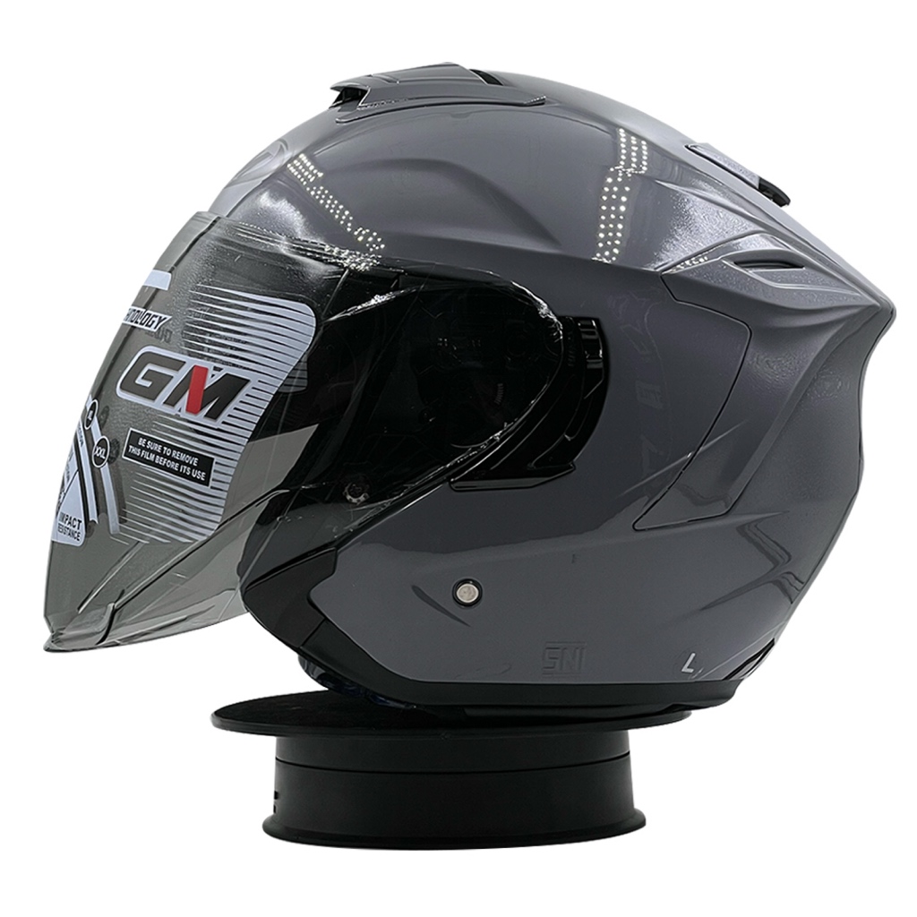 Jual Helm Half Face Double Visor GM Fury Solid Dim Grey | Shopee Indonesia