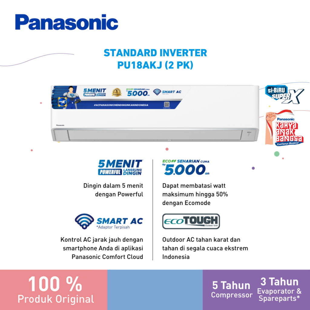 Jual Panasonic CS/CU-PU18AKJ AC Standard Inverter [2 PK] | Shopee Indonesia