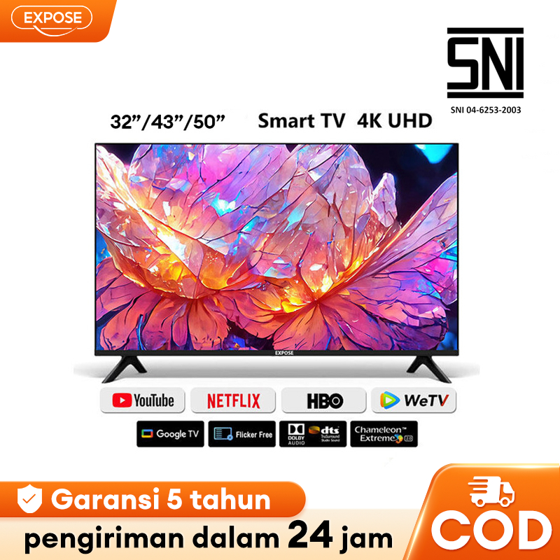 Jual TV android 32 inch Netflix Smart TV Murah 43 Inch EXPOSE 4K UHD ...