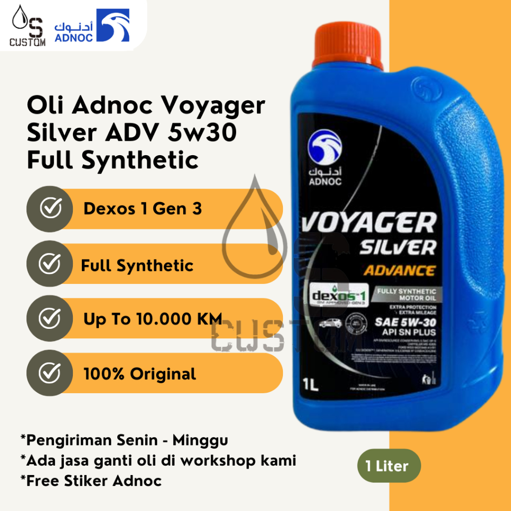 Jual Adnoc Voyager Silver Advance 5w30 Full Synthetic Dexos 1 Gen 3 ...