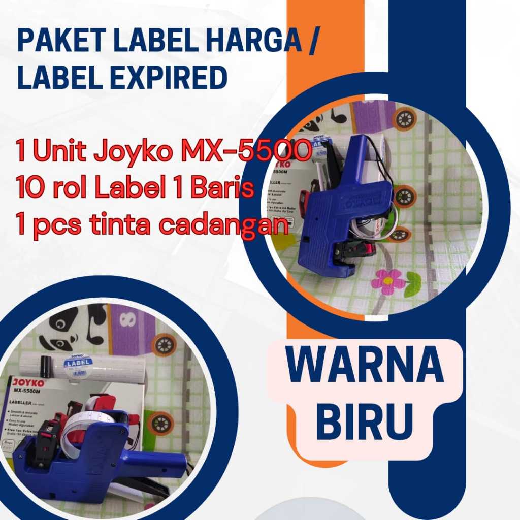 Jual BIRU PAKET Mesin Label Harga Joyko MX5500 1 Baris + Label 10 Rol ...