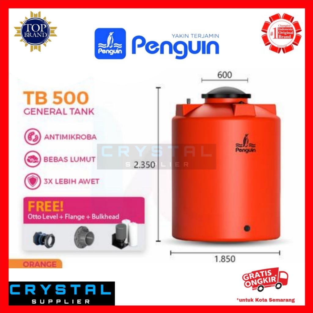 Jual Tangki Air PENGUIN TB 500 Orange / Biru 5100 Liter TB500 Toren ...