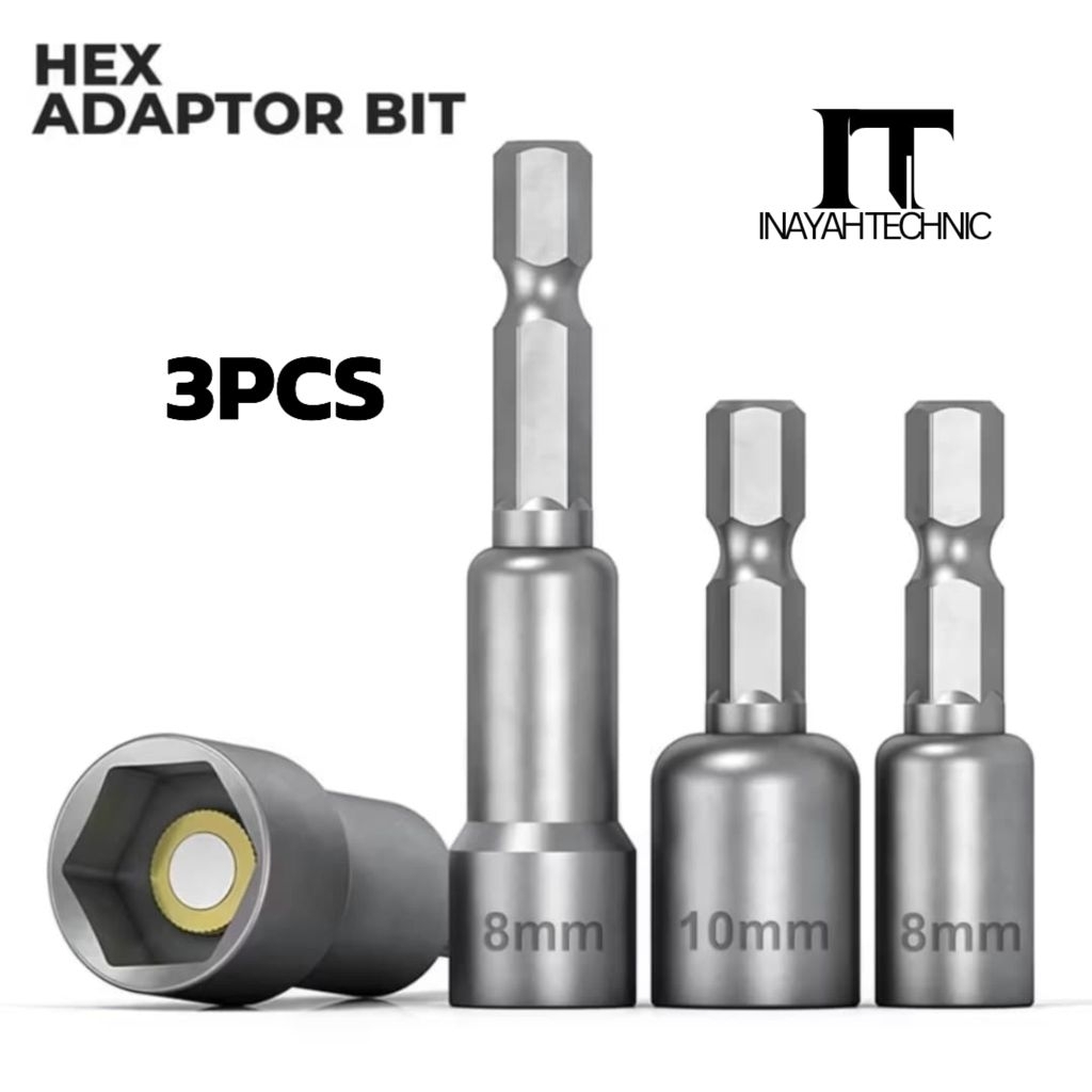 Jual 3pcs Mata Bor Roofing Magnet Hex Adaptor Bit- 6607 Kunci Socket ...