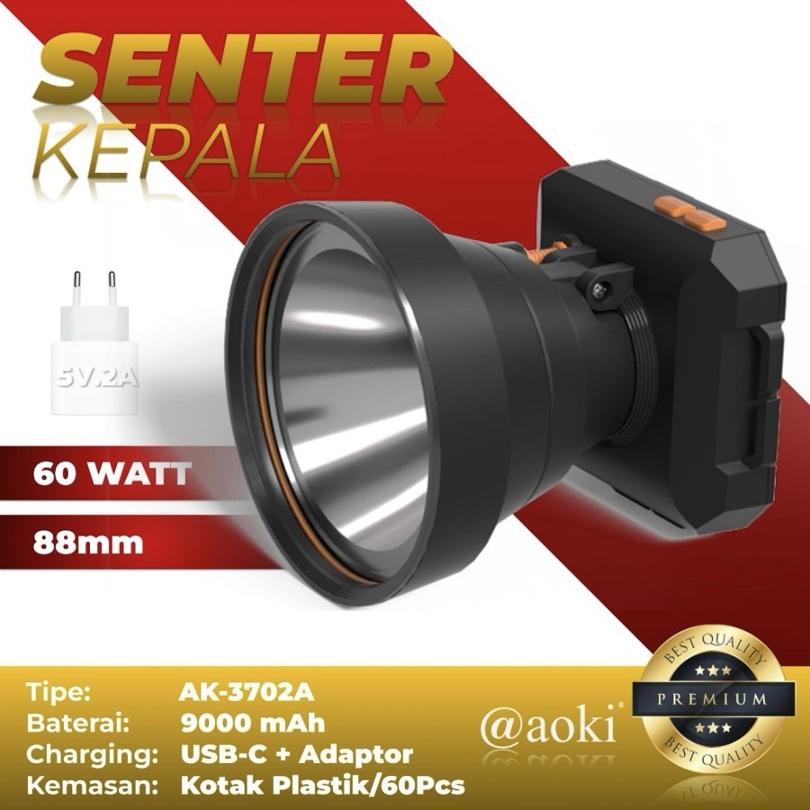 Jual Senter Kepala Aoki Ak-3703K 60watt Ak-3702A 60watt Ak-3701A 40watt ...