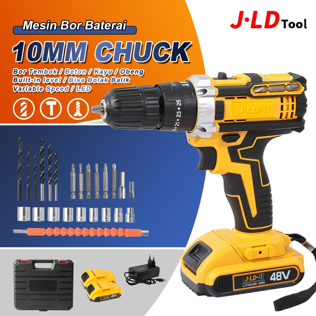 Jual JLD Bor Baterai 48Vf 2-Speeds dengan Level Built-in dan 25+3 Bor ...