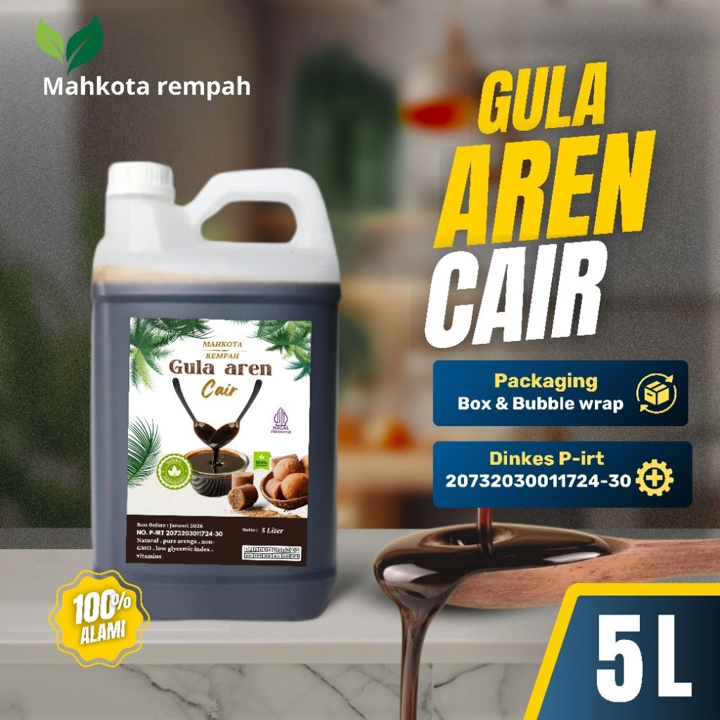 Jual Gula Aren Cair / Syrup Palm Sugar Organik Mahkota Rempah 5 Liter ...