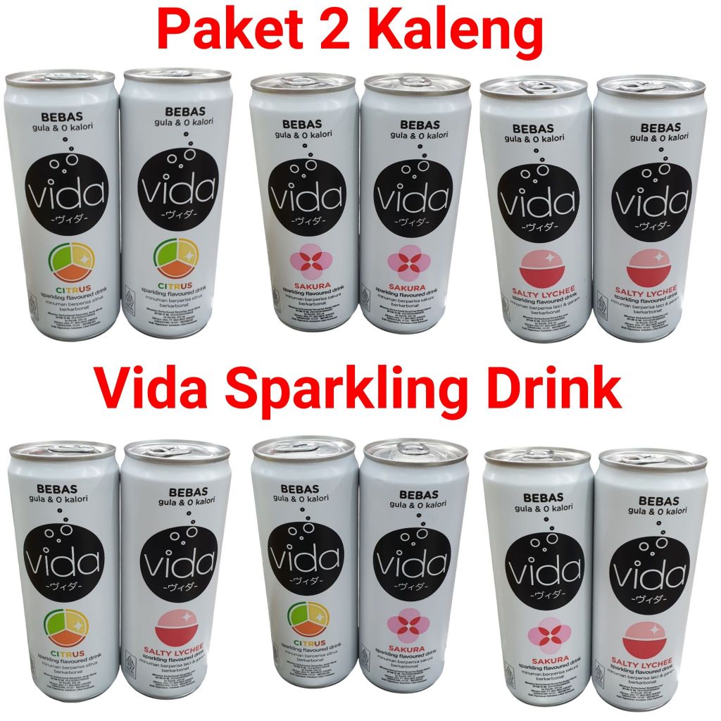 Jual PAKET 2 KALENG VIDA SPARKLING DRINK ZERO KALORI MINUMAN SPARKLING ...
