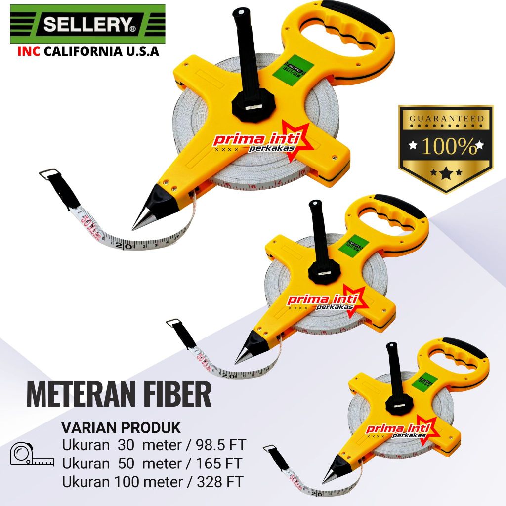 Jual Meteran Tancap Sellery Roll Fiber 30/50/100 Meter Alat Ukur Tanah Bangunan Asli Original ...