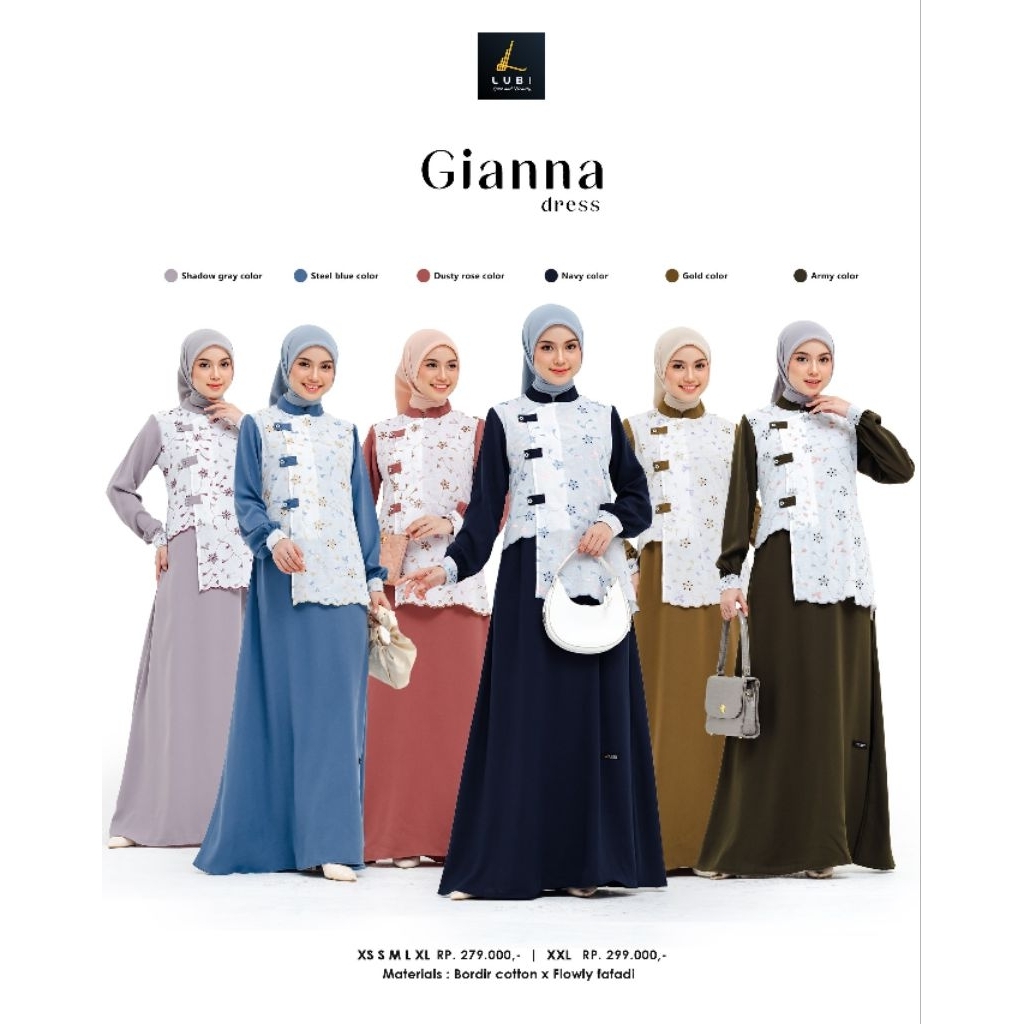 Jual GAMIS GIANNA LUBI TERBARU NAVY ARMY GOLD DUSTY ROSE SHADOW GRAY ...