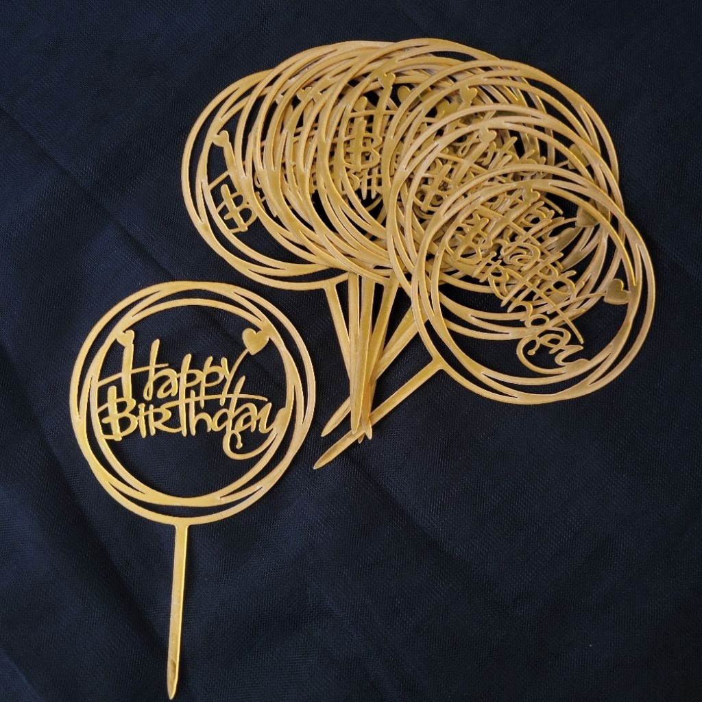Jual Topper cake acrylic happy birthday topper kue ulang tahun akrilik untuk hiasan dekorasi kue ...