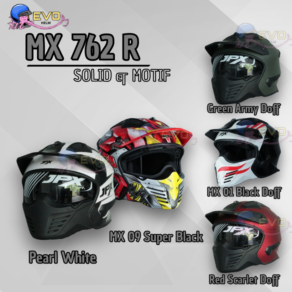 Jual HELM JPX MX-726R SOLID / MOTIF VISOR DUAL MODE INNER, HELM PRIA, HELM FULL FACE / HALF FACE ...