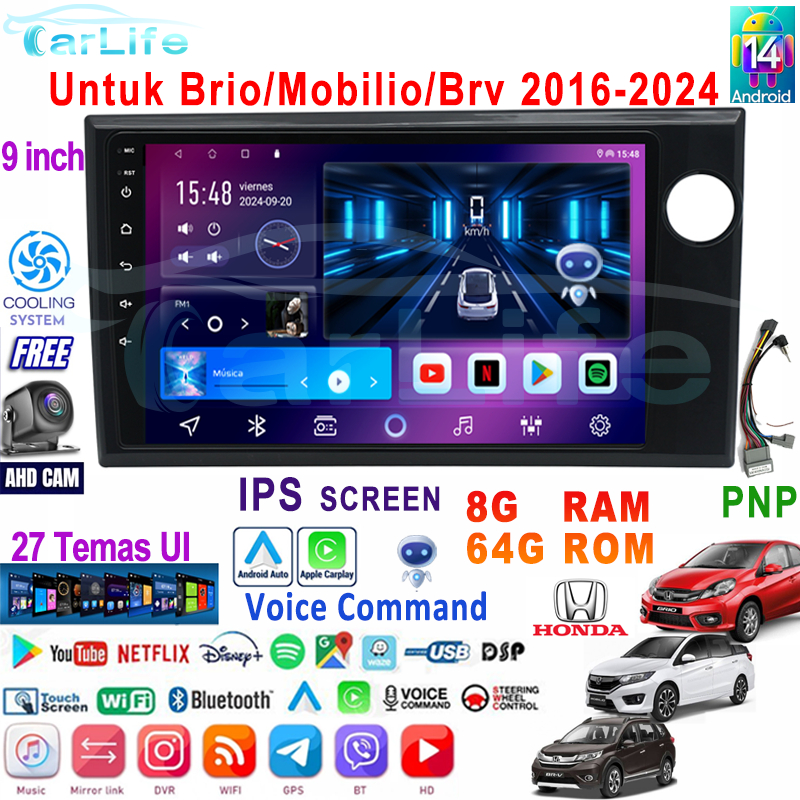Jual Untuk Brio/Mobilio/Brv 2016-2024|8G+64G Android 14 Head Unit ...