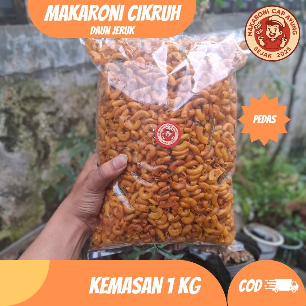 Jual MAKARONI CIKRUH 1 Kg Pedas Gurih Daun Jeruk Cemilan Kekinian ...