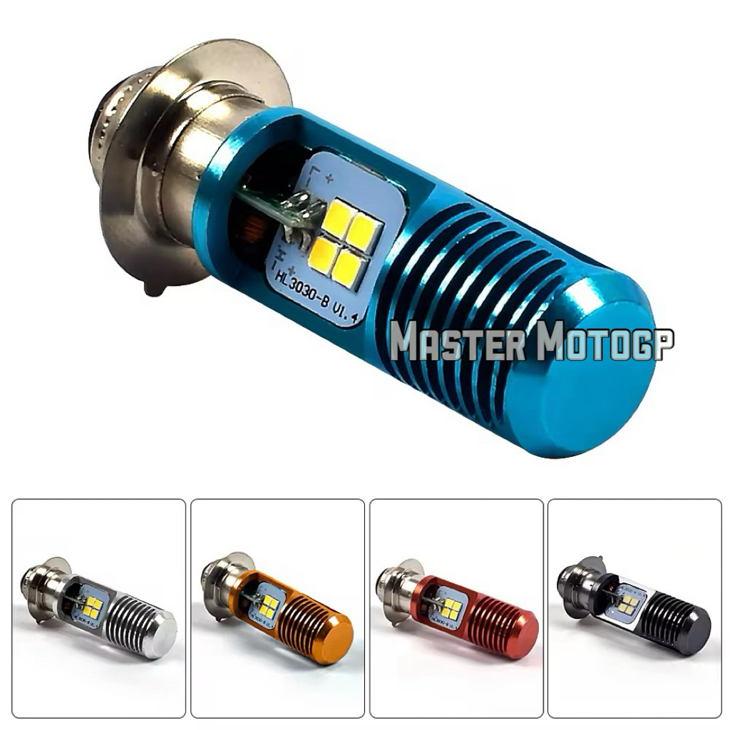 Jual Bohlam LED 8 mata CNC H6 P15D AC / DC Motorcycle headlamp Bulb ...