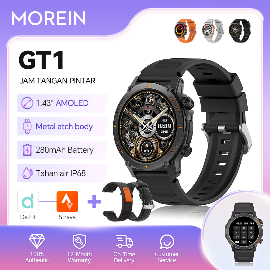 Jual Morein GT1 Smartwatch 1,43” AMOLED IP68 Waterproof Bluetooth 5.3 ...