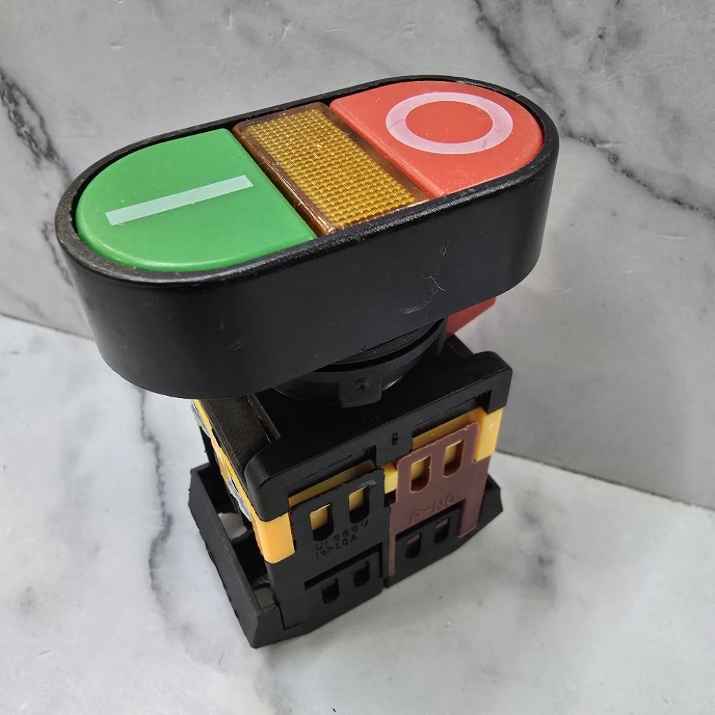 Jual DOUBLE PUSH BUTTON WITH LAMP SCB220 22/25MM 220VAC RED+GREN FORT ...