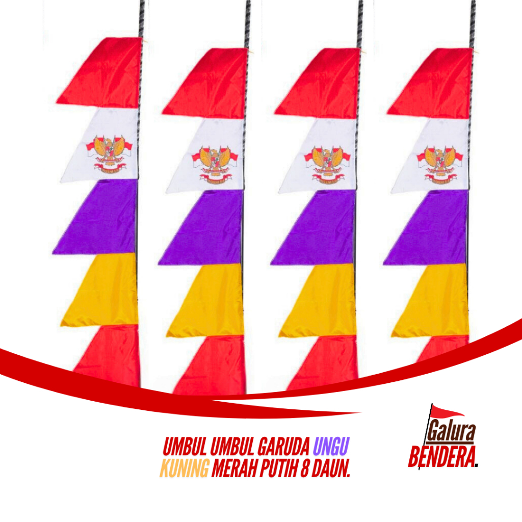Jual Promo Bendera Umbul Umbul Garuda Merah Putih Ungu Kuning 8 Daun ...