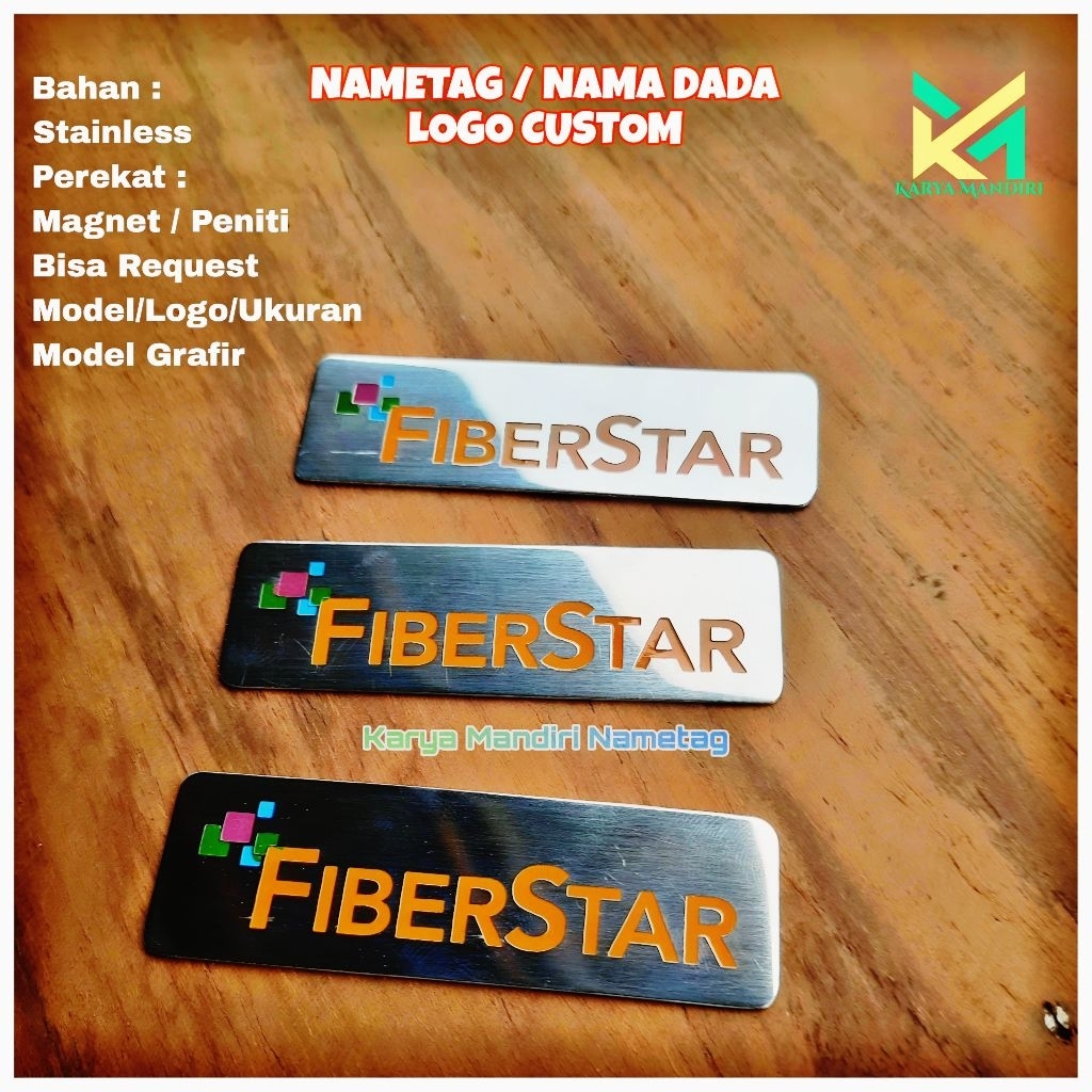 Jual Nama Dada Nametag Etching Grafir Bahan Stainless | Bisa Custom ...
