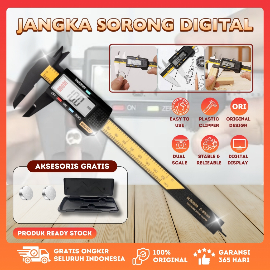 Jual KODAI Deli Jangka Sorong Digital EDL90150 Kaliper Sigmat Vernier Caliper 150mm Presisi ...
