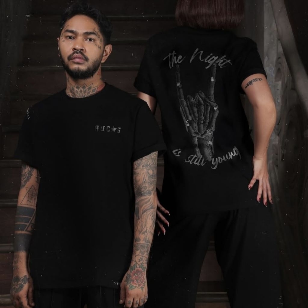 Jual Rucas Rockstar Skeleton Hand Black | Blue Denim Pattern Cap | Make ...