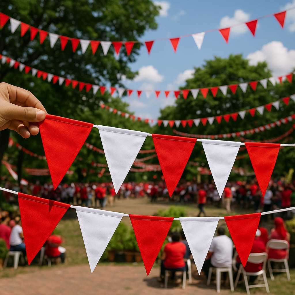Jual isi 40 Bendera / Banner merah putih segitiga warna / umbul umbul / kemerdekaan / hut RI ...