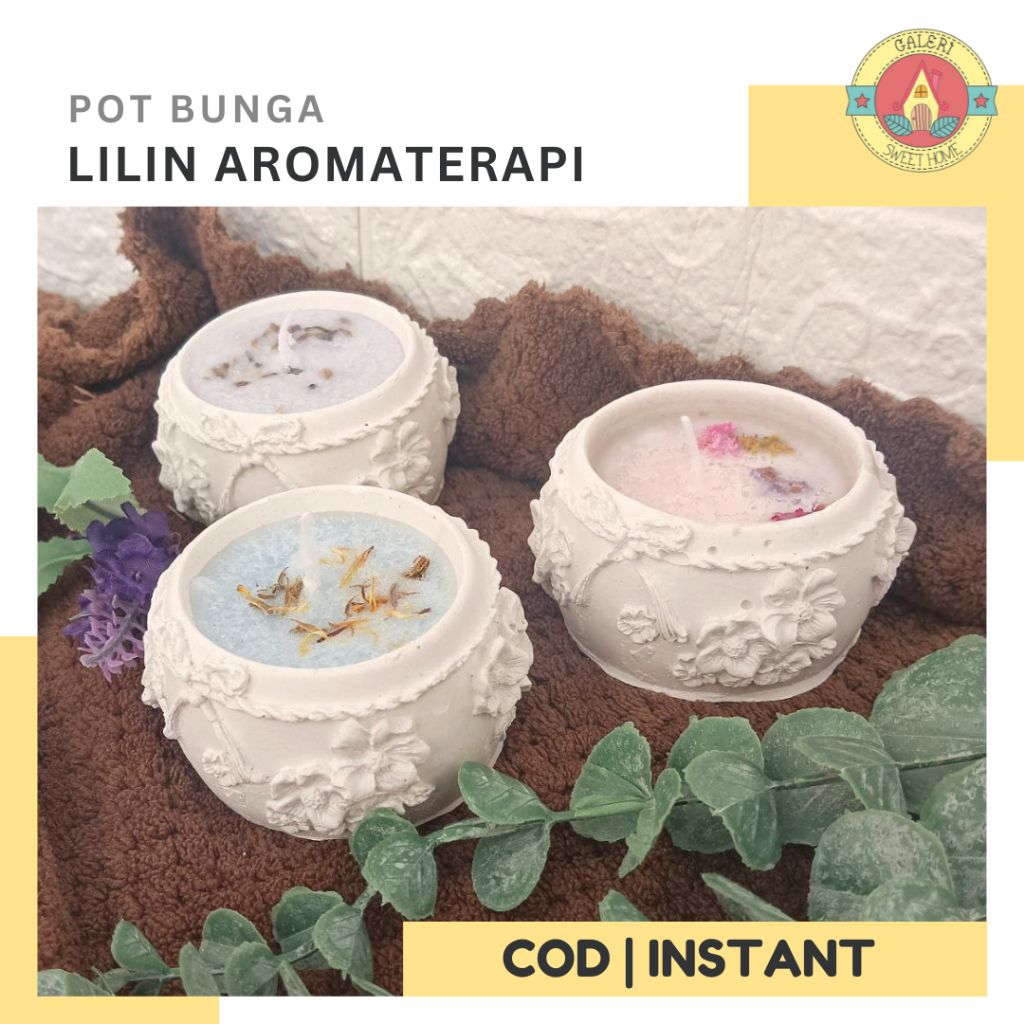 Jual Lilin Aromatherapy Pot Bunga Natural Wax Scented Candle ...