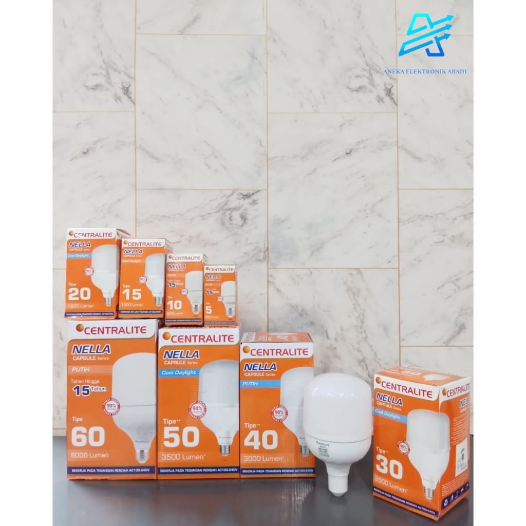 Jual Lampu Cahaya Putih Terang LED Bohlam Centralite Nella Bulb-T ...