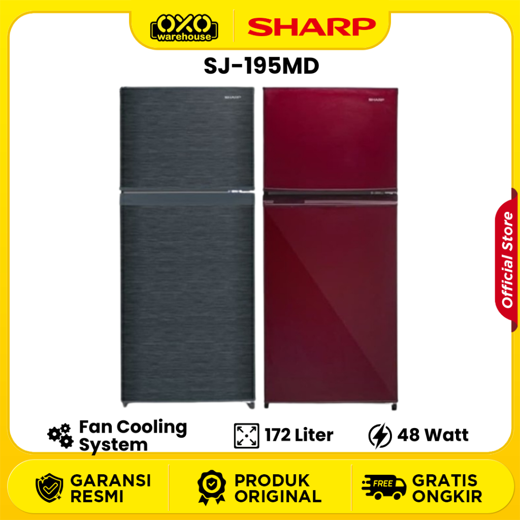 Jual SHARP Lemari Es SJ-195MD-SR/SG Kulkas 2 Pintu Kapasitas 172 Liter ...