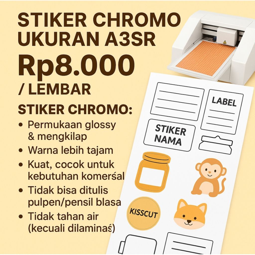 Jual Stiker label Chromo A3SR/A3 + Sudah free kiss/die Cutting | Shopee ...