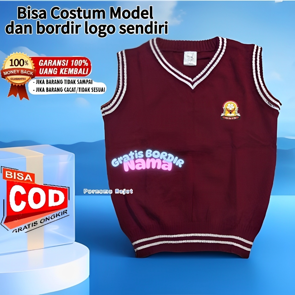 Jual Rompi Rajut Sekolah anak laki-laki perempuan PAUD TK SD SMP SMA ...