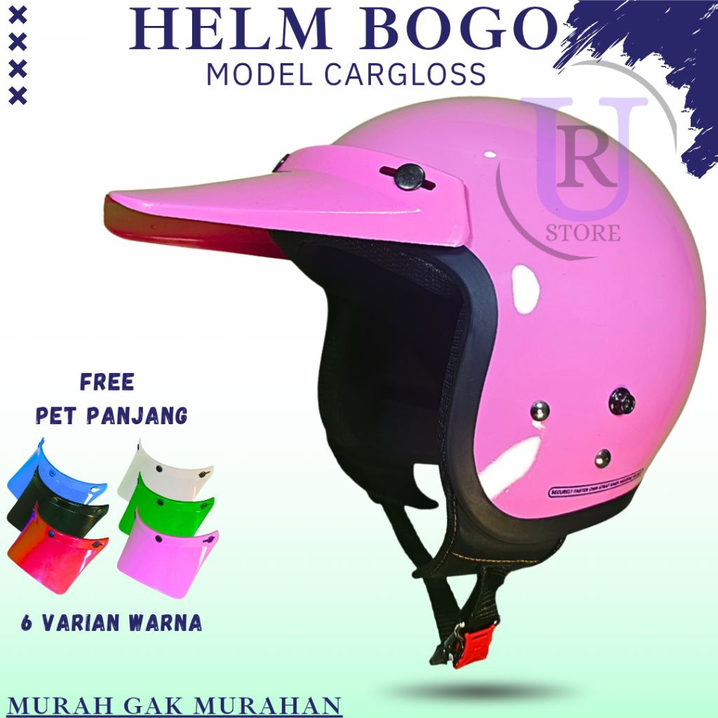 Jual Helm Retro Model CARGLOSS / Helm Bogo Dewasa Warna PINK GLOSSY #7 ...