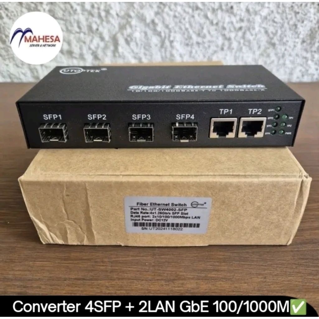 Jual Gigabit Fiber Media Converter 4x SFP + 2x RJ45 UTP 4SFP + 2LAN Ut ...