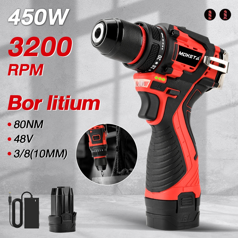 Jual MOKETA 48V Brushless Cordless Drill Rechargeable Screwdriver Hand ...