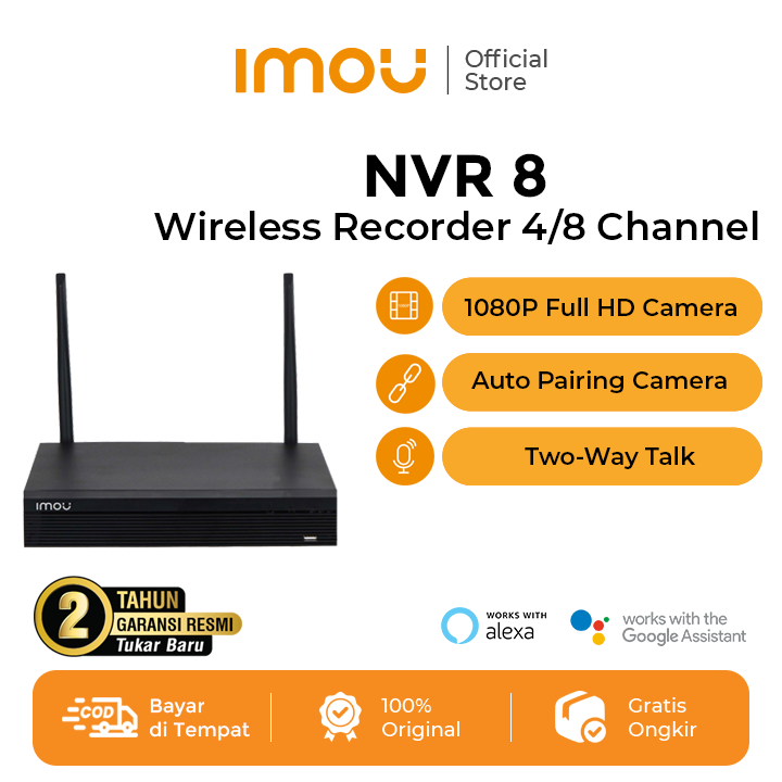 Jual IMOU Wi-Fi 1080P NVR 8 Channel 1080P Koneksi Wireless ONVIF ...