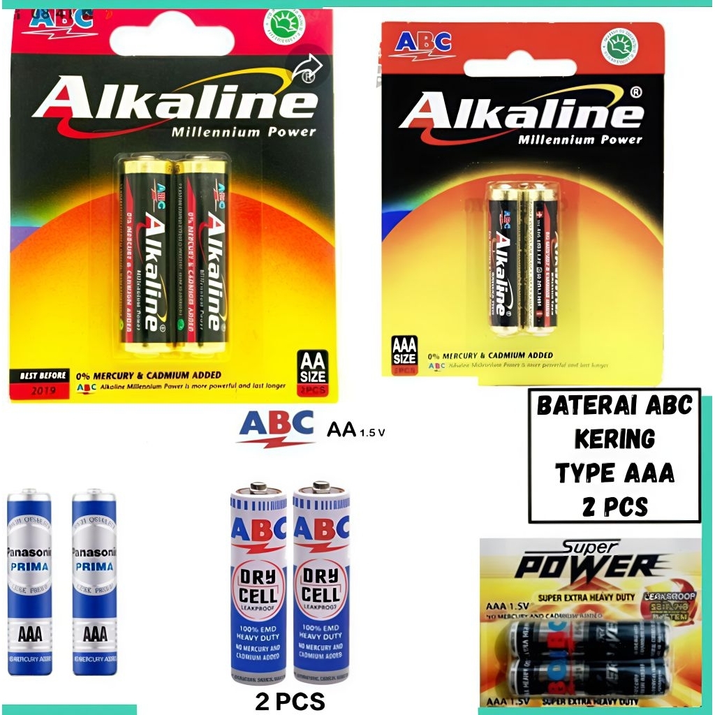 Jual Baterai ABC Alkaline AA/A2/A3/AAA isi 2pcs - Baterai ABC A2 Biru ...