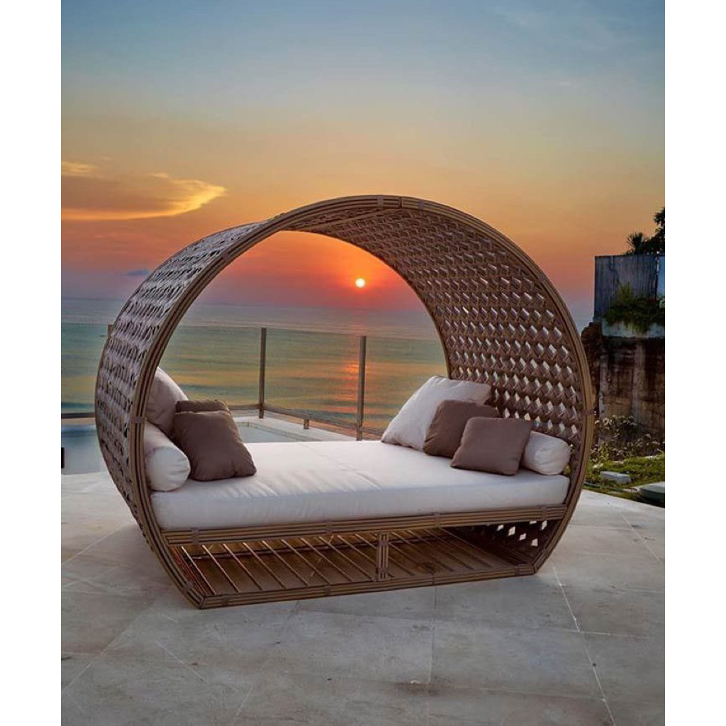 Jual Daybed rotan jumbo bantalan tebal gazebo rotan outdoor terbaru ...